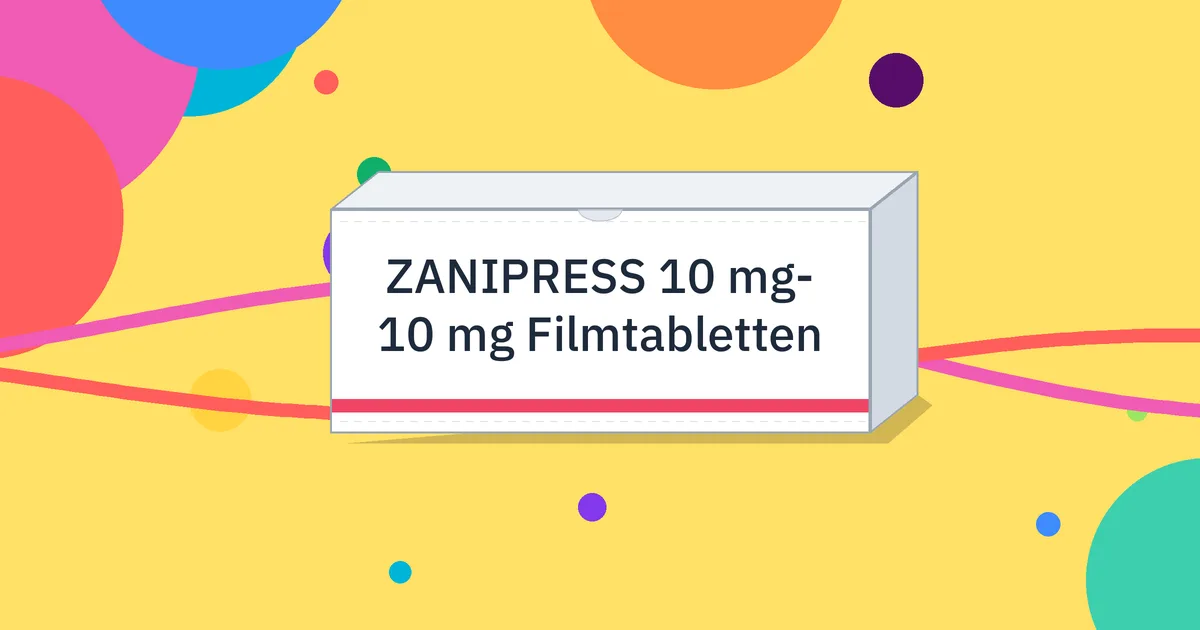 Symbolbild: Packung mit der Aufschrift ZANIPRESS 10 mg-10 mg Filmtabletten (PZN 11017618) – Verfügbarkeit und Bezug in Apotheken in Frankfurt am Main
