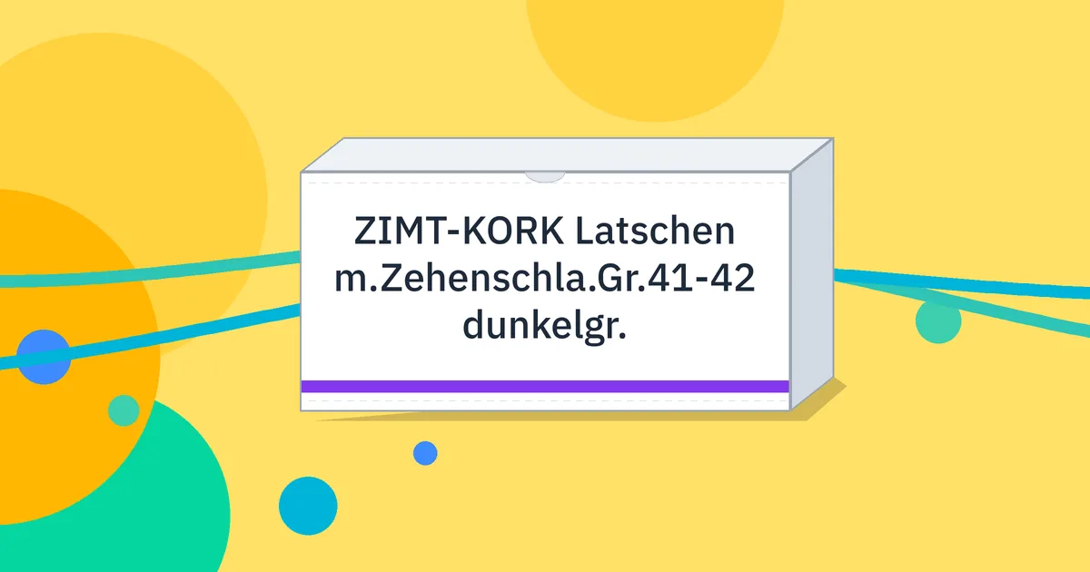 Symbolbild: Packung mit der Aufschrift ZIMT-KORK Latschen m.Zehenschla.Gr.41-42 dunkelgr. (PZN 19728916) – Verfügbarkeit und Bezug in Apotheken in Frankfurt am Main