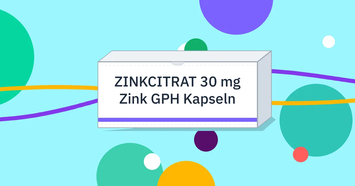 Symbolbild: Packung mit der Aufschrift ZINKCITRAT 30 mg Zink GPH Kapseln (PZN 20283951) – Verfügbarkeit und Bezug in Apotheken in Frankfurt am Main