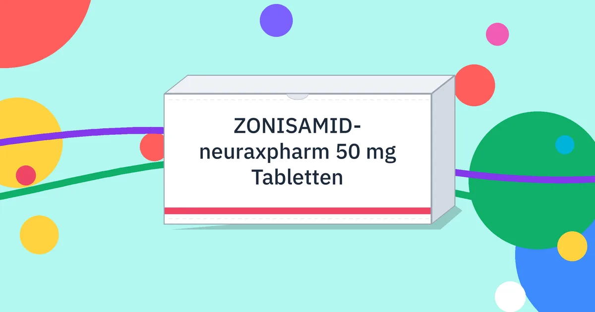 Symbolbild: Packung mit der Aufschrift ZONISAMID-neuraxpharm 50 mg Tabletten (PZN 18135692) – Verfügbarkeit und Bezug in Apotheken in Frankfurt am Main