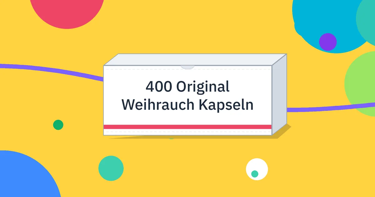 Symbolbild: Packung mit der Aufschrift 400 Original Weihrauch Kapseln (PZN 16893098) – Verfügbarkeit und Bezug in Apotheken in Frankfurt am Main