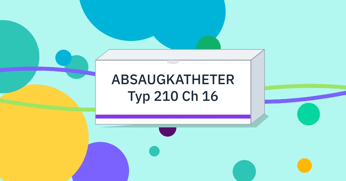 Symbolbild: Packung mit der Aufschrift ABSAUGKATHETER Typ 210 Ch 16 (PZN 07489642) – Verfügbarkeit und Bezug in Apotheken in Frankfurt am Main