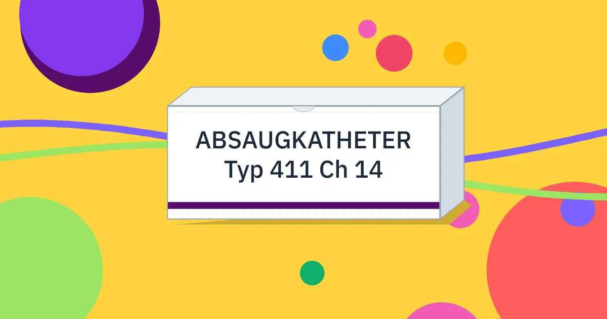 Symbolbild: Packung mit der Aufschrift ABSAUGKATHETER Typ 411 Ch 14 (PZN 07489091) – Verfügbarkeit und Bezug in Apotheken in Frankfurt am Main