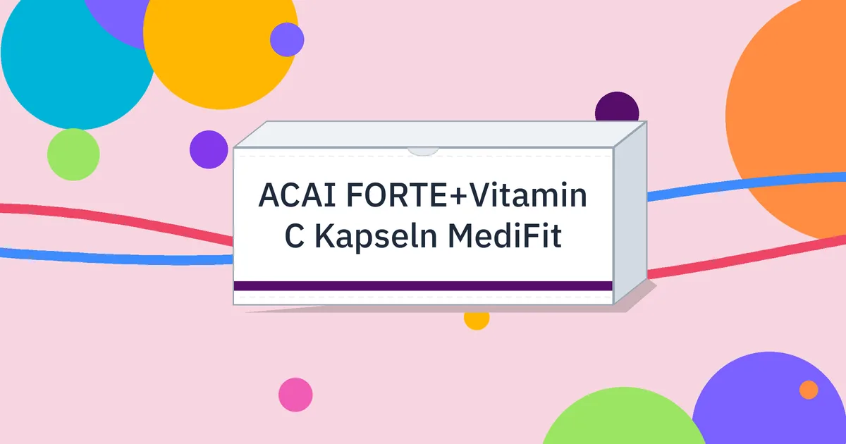 Symbolbild: Packung mit der Aufschrift ACAI FORTE+Vitamin C Kapseln MediFit (PZN 11292885) – Verfügbarkeit und Bezug in Apotheken in Frankfurt am Main