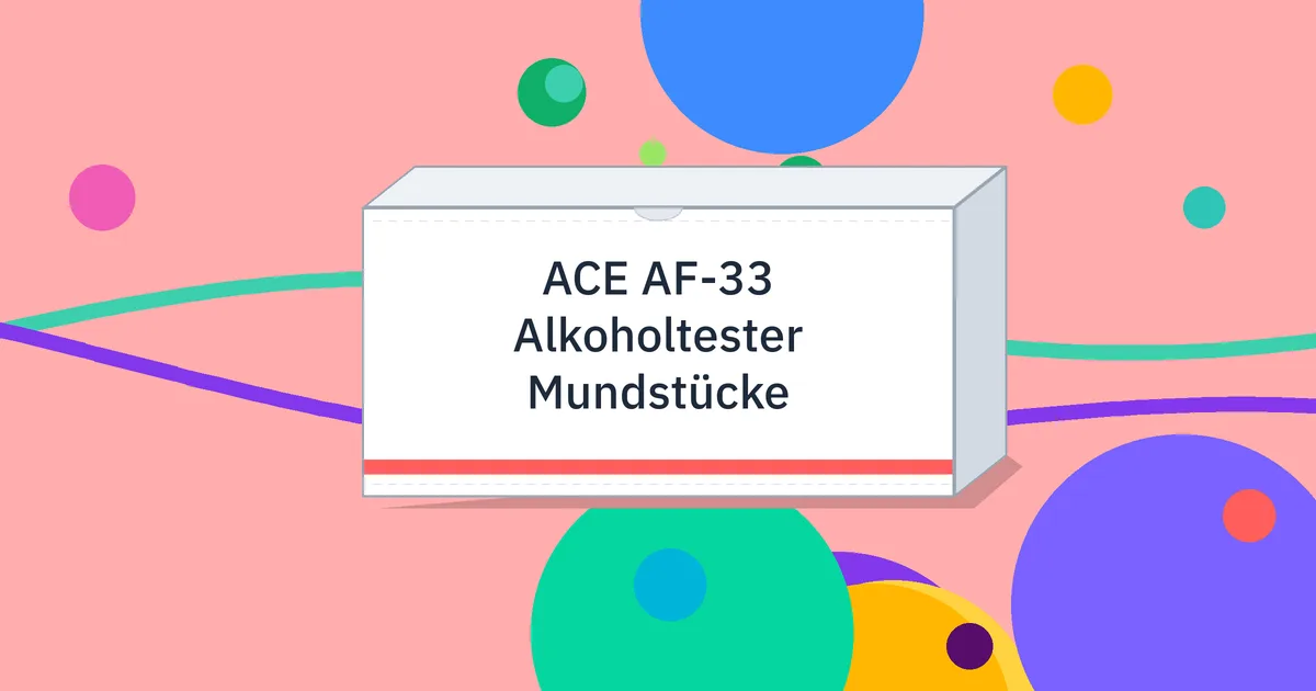 Symbolbild: Packung mit der Aufschrift ACE AF-33 Alkoholtester Mundstücke (PZN 16326011) – Verfügbarkeit und Bezug in Apotheken in Frankfurt am Main