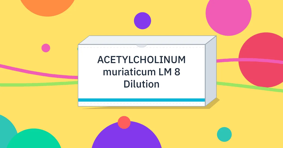 Symbolbild: Packung mit der Aufschrift ACETYLCHOLINUM muriaticum LM 8 Dilution (PZN 13265935) – Verfügbarkeit und Bezug in Apotheken in Frankfurt am Main