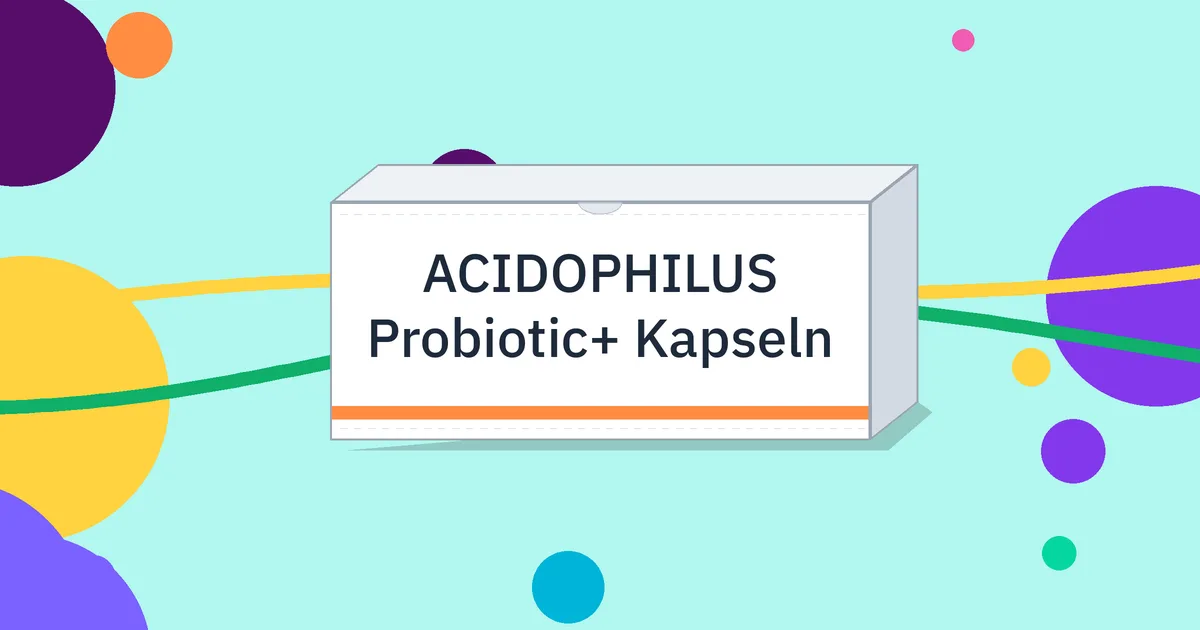 Symbolbild: Packung mit der Aufschrift ACIDOPHILUS Probiotic+ Kapseln (PZN 19500159) – Verfügbarkeit und Bezug in Apotheken in Frankfurt am Main