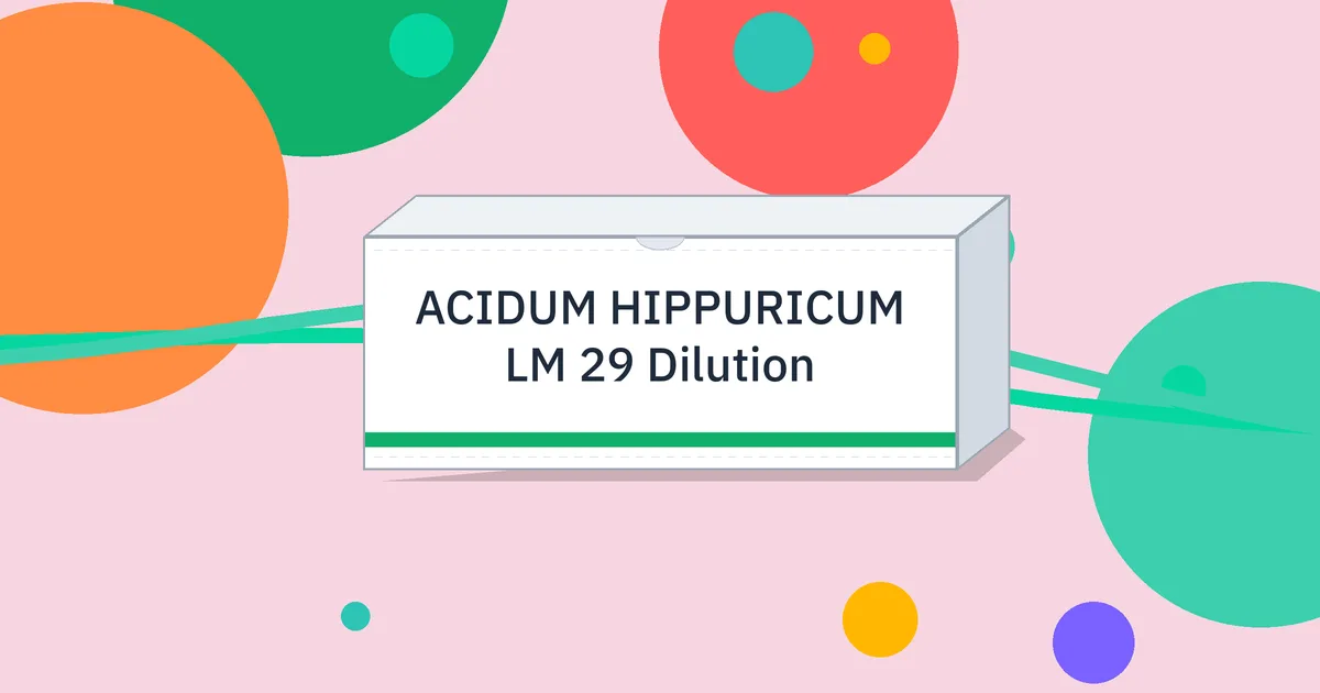 Symbolbild: Packung mit der Aufschrift ACIDUM HIPPURICUM LM 29 Dilution (PZN 13277795) – Verfügbarkeit und Bezug in Apotheken in Frankfurt am Main