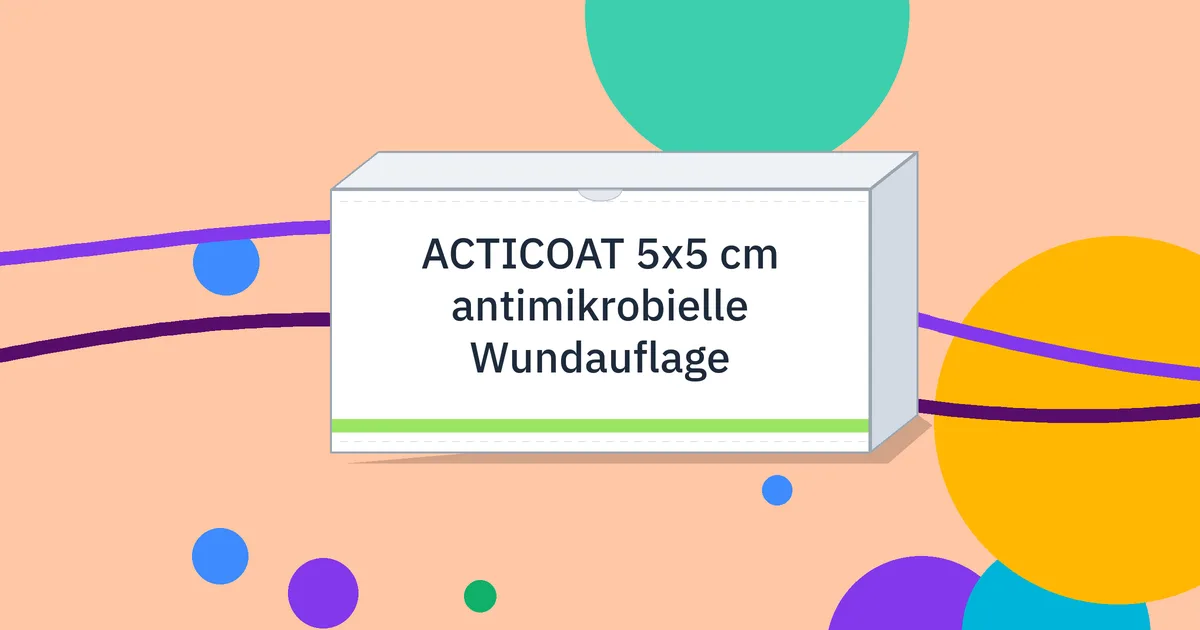 Symbolbild: Packung mit der Aufschrift ACTICOAT 5x5 cm antimikrobielle Wundauflage (PZN 09314295) – Verfügbarkeit und Bezug in Apotheken in Frankfurt am Main