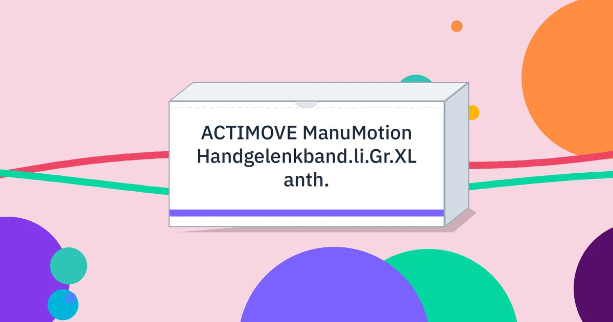 Symbolbild: Packung mit der Aufschrift ACTIMOVE ManuMotion Handgelenkband.li.Gr.XL anth. (PZN 17948499) – Verfügbarkeit und Bezug in Apotheken in Frankfurt am Main