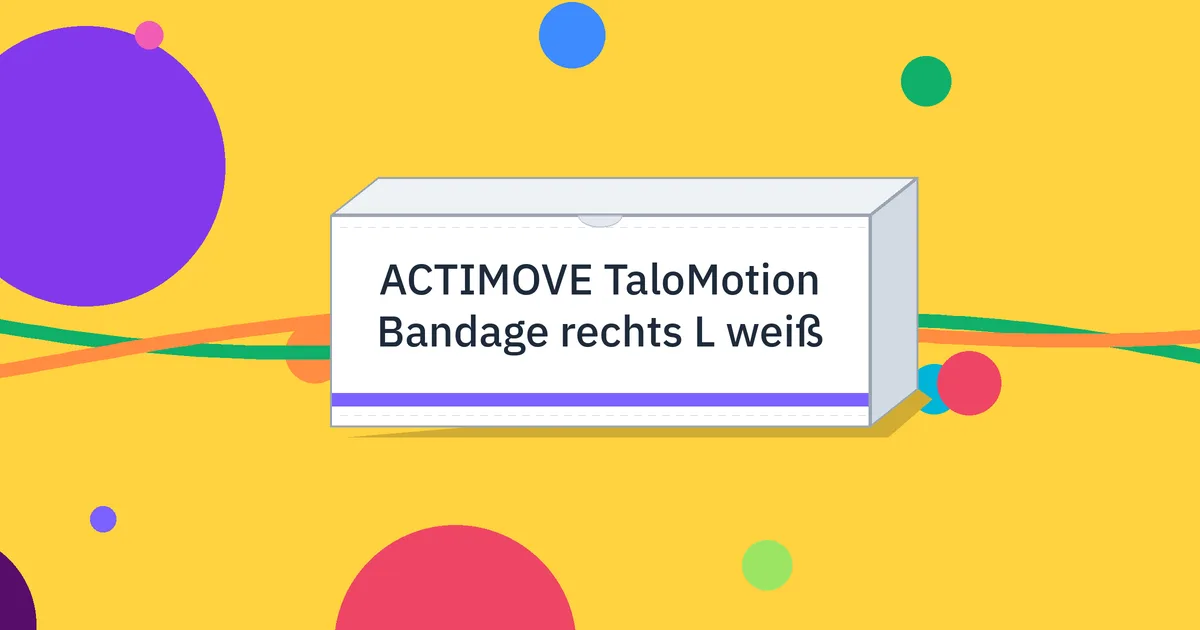 Symbolbild: Packung mit der Aufschrift ACTIMOVE TaloMotion Bandage rechts L weiß (PZN 17948648) – Verfügbarkeit und Bezug in Apotheken in Frankfurt am Main