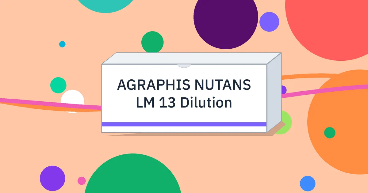 Symbolbild: Packung mit der Aufschrift AGRAPHIS NUTANS LM 13 Dilution (PZN 13306462) – Verfügbarkeit und Bezug in Apotheken in Frankfurt am Main
