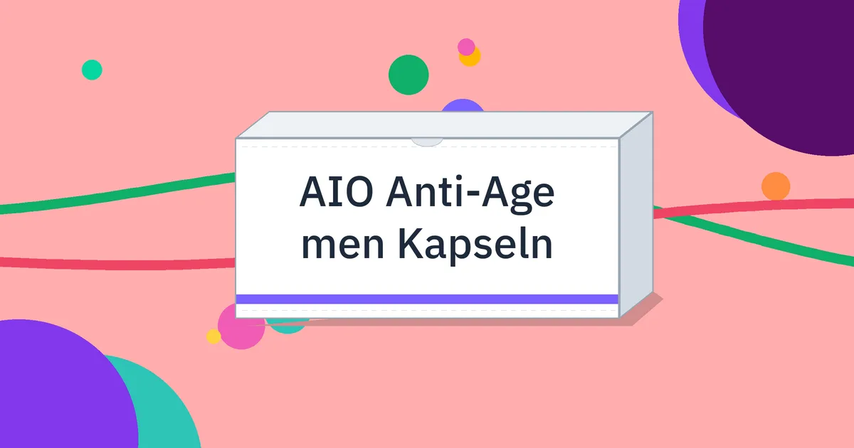 Symbolbild: Packung mit der Aufschrift AIO Anti-Age men Kapseln (PZN 18780487) – Verfügbarkeit und Bezug in Apotheken in Frankfurt am Main