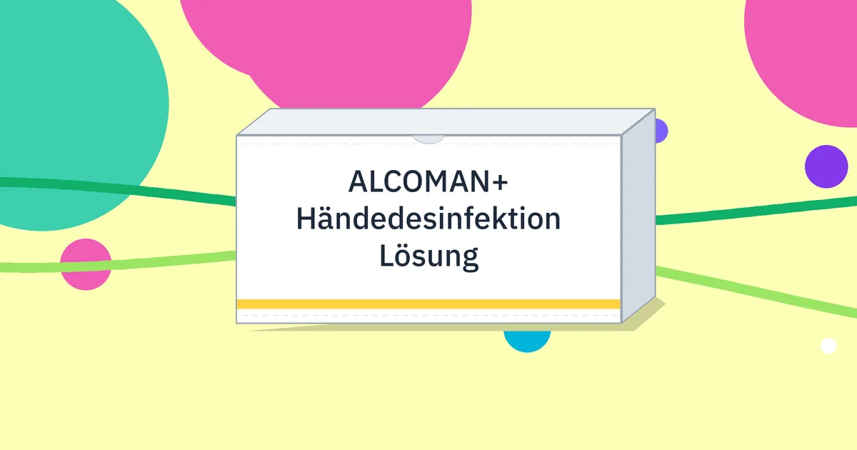 Symbolbild: Packung mit der Aufschrift ALCOMAN+ Händedesinfektion Lösung (PZN 13814980) – Verfügbarkeit und Bezug in Apotheken in Frankfurt am Main