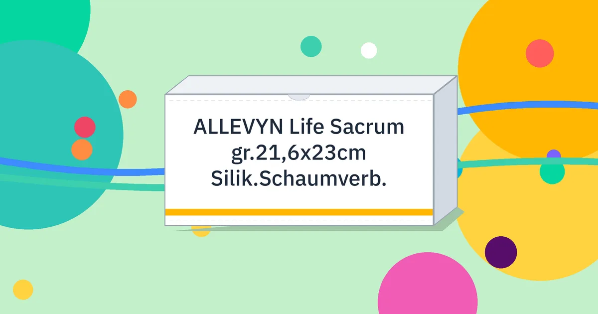 Symbolbild: Packung mit der Aufschrift ALLEVYN Life Sacrum gr.21,6x23cm Silik.Schaumverb. (PZN 17413864) – Verfügbarkeit und Bezug in Apotheken in Frankfurt am Main