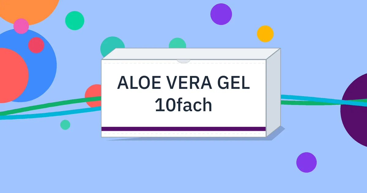 Symbolbild: Packung mit der Aufschrift ALOE VERA GEL 10fach (PZN 03890365) – Verfügbarkeit und Bezug in Apotheken in Frankfurt am Main