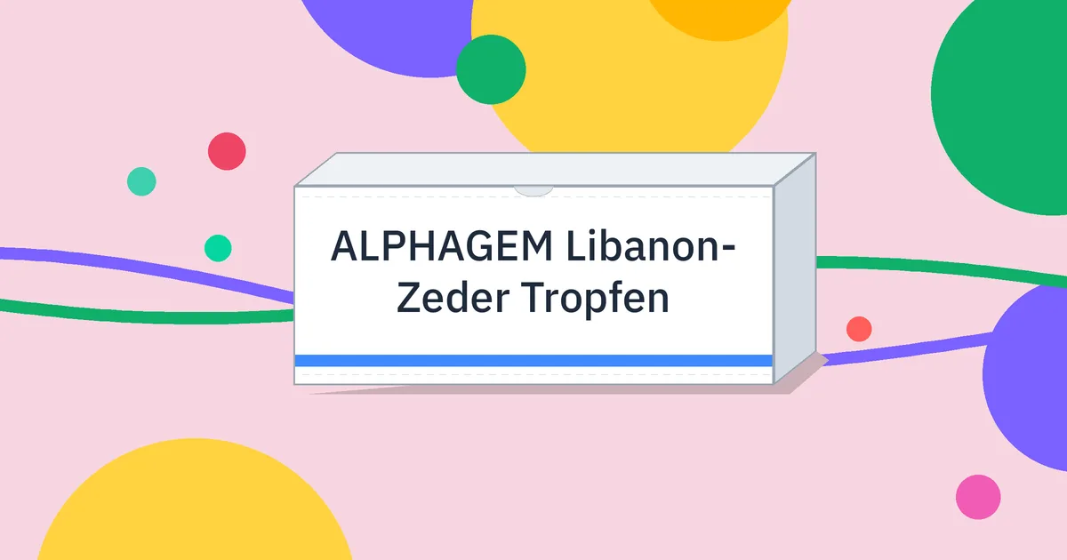 Symbolbild: Packung mit der Aufschrift ALPHAGEM Libanon-Zeder Tropfen (PZN 20298042) – Verfügbarkeit und Bezug in Apotheken in Frankfurt am Main