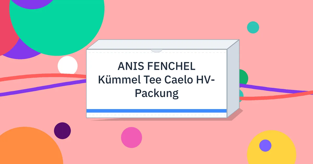 Symbolbild: Packung mit der Aufschrift ANIS FENCHEL Kümmel Tee Caelo HV-Packung (PZN 06416003) – Verfügbarkeit und Bezug in Apotheken in Frankfurt am Main