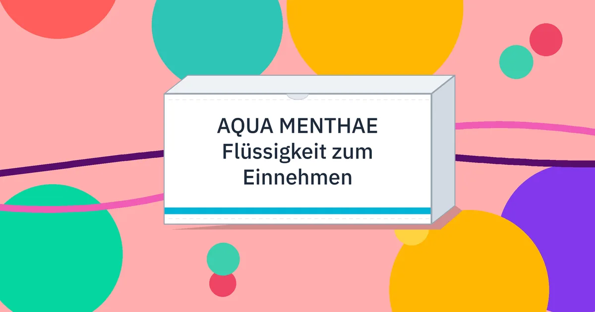 Symbolbild: Packung mit der Aufschrift AQUA MENTHAE Flüssigkeit zum Einnehmen (PZN 15400923) – Verfügbarkeit und Bezug in Apotheken in Frankfurt am Main