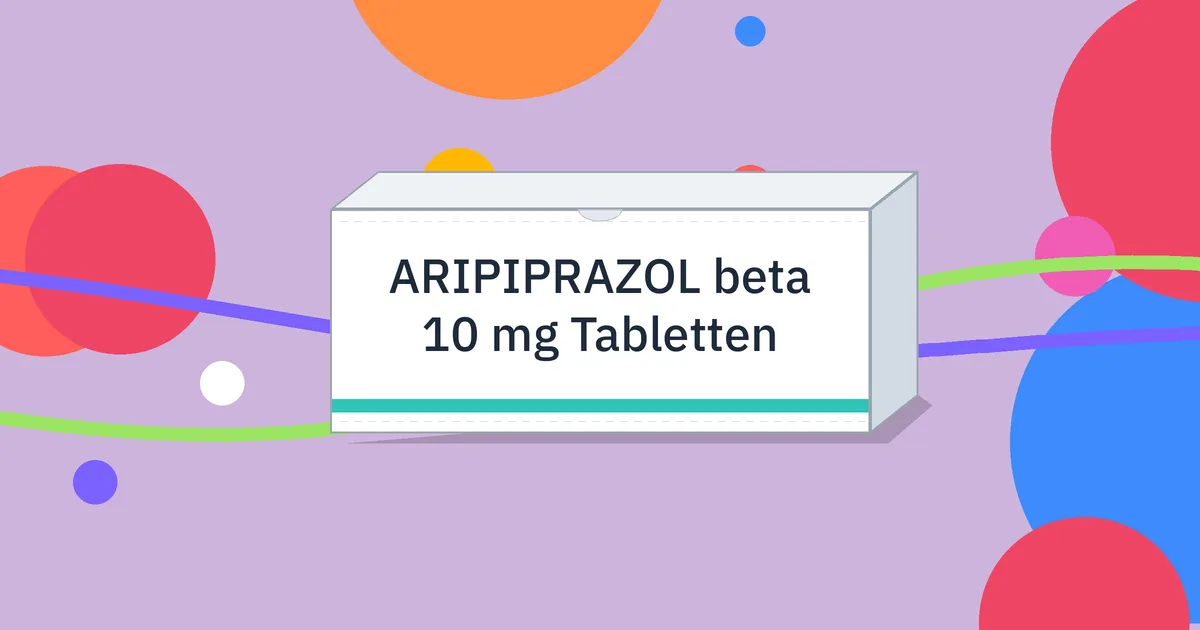 Symbolbild: Packung mit der Aufschrift ARIPIPRAZOL beta 10 mg Tabletten (PZN 10784439) – Verfügbarkeit und Bezug in Apotheken in Frankfurt am Main