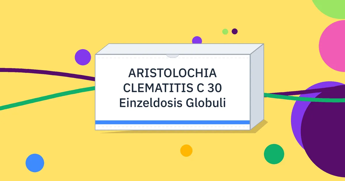 Symbolbild: Packung mit der Aufschrift ARISTOLOCHIA CLEMATITIS C 30 Einzeldosis Globuli (PZN 01917781) – Verfügbarkeit und Bezug in Apotheken in Frankfurt am Main