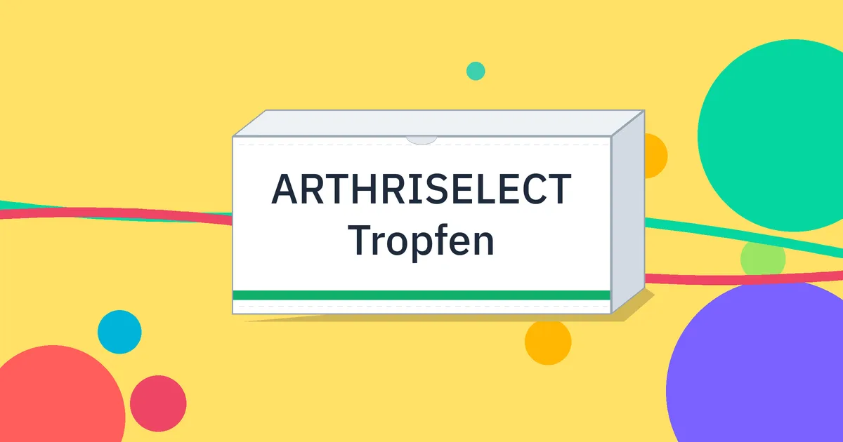 Symbolbild: Packung mit der Aufschrift ARTHRISELECT Tropfen (PZN 08890536) – Verfügbarkeit und Bezug in Apotheken in Frankfurt am Main