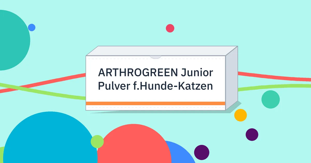 Symbolbild: Packung mit der Aufschrift ARTHROGREEN Junior Pulver f.Hunde-Katzen (PZN 11688666) – Verfügbarkeit und Bezug in Apotheken in Frankfurt am Main