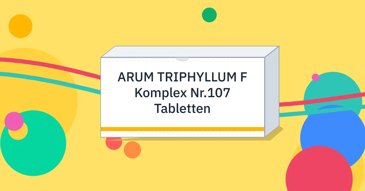 Symbolbild: Packung mit der Aufschrift ARUM TRIPHYLLUM F Komplex Nr.107 Tabletten (PZN 04484621) – Verfügbarkeit und Bezug in Apotheken in Frankfurt am Main