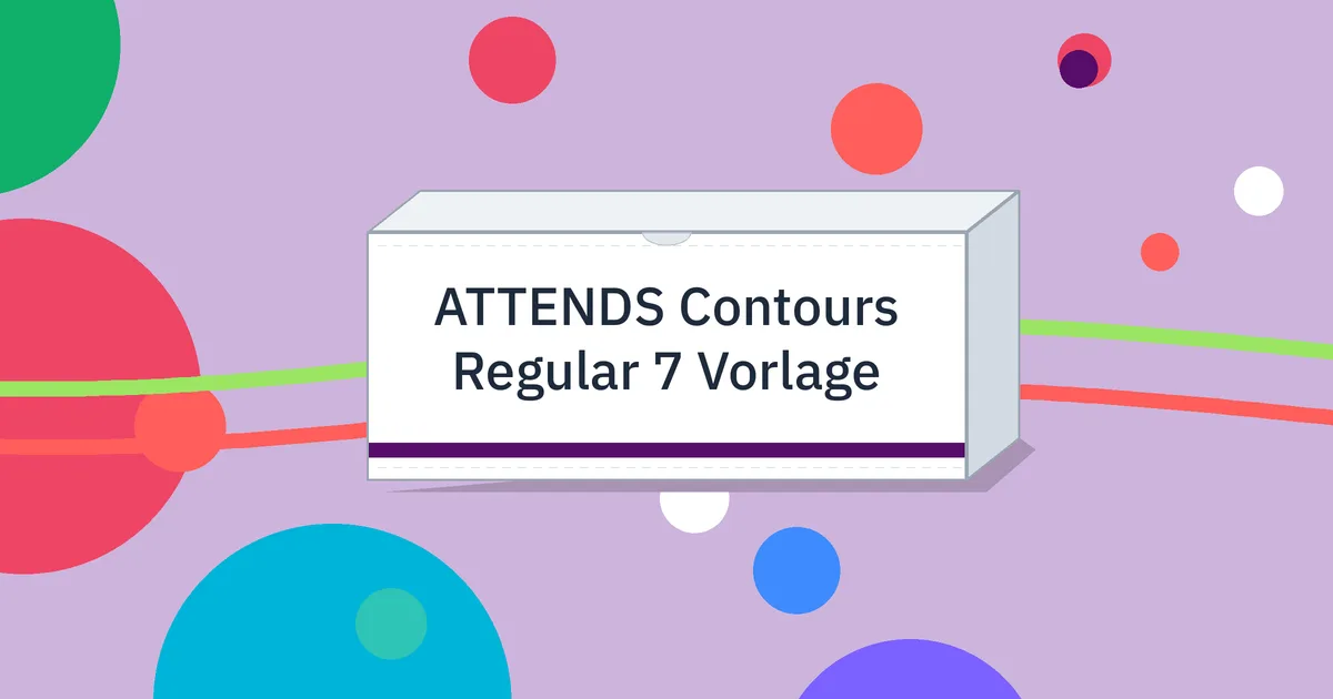 Symbolbild: Packung mit der Aufschrift ATTENDS Contours Regular 7 Vorlage (PZN 08756080) – Verfügbarkeit und Bezug in Apotheken in Frankfurt am Main