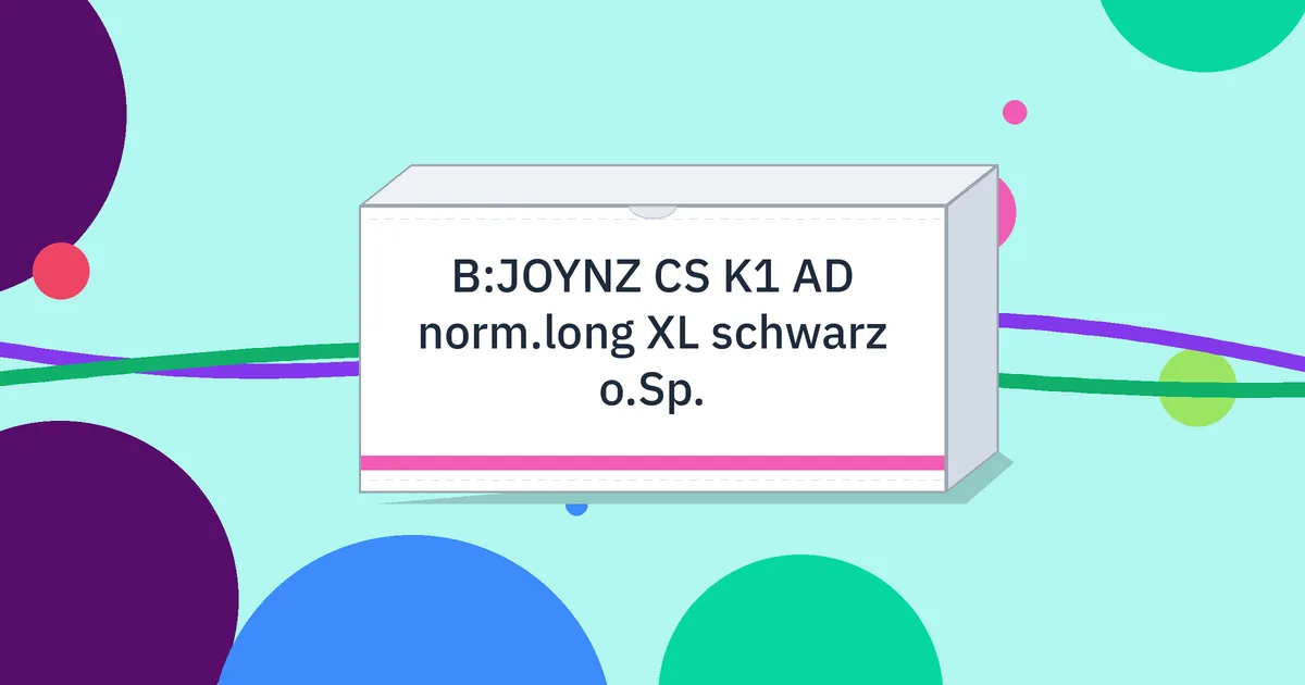 Symbolbild: Packung mit der Aufschrift B:JOYNZ CS K1 AD norm.long XL schwarz o.Sp. (PZN 20525124) – Verfügbarkeit und Bezug in Apotheken in Frankfurt am Main