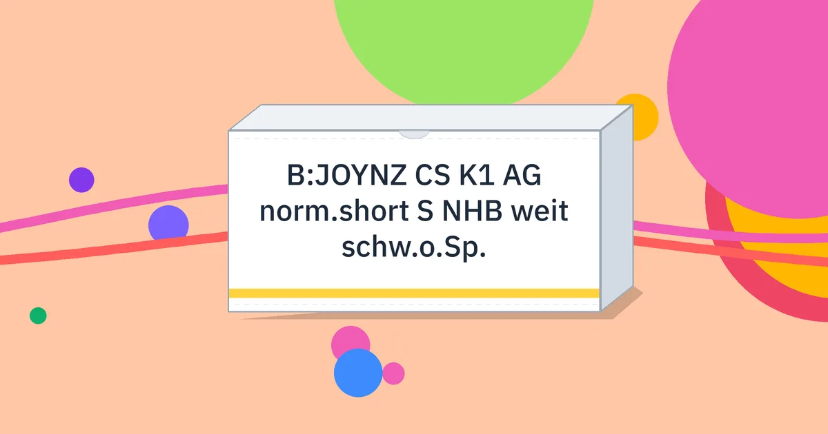 Symbolbild: Packung mit der Aufschrift B:JOYNZ CS K1 AG norm.short S NHB weit schw.o.Sp. (PZN 20532845) – Verfügbarkeit und Bezug in Apotheken in Frankfurt am Main
