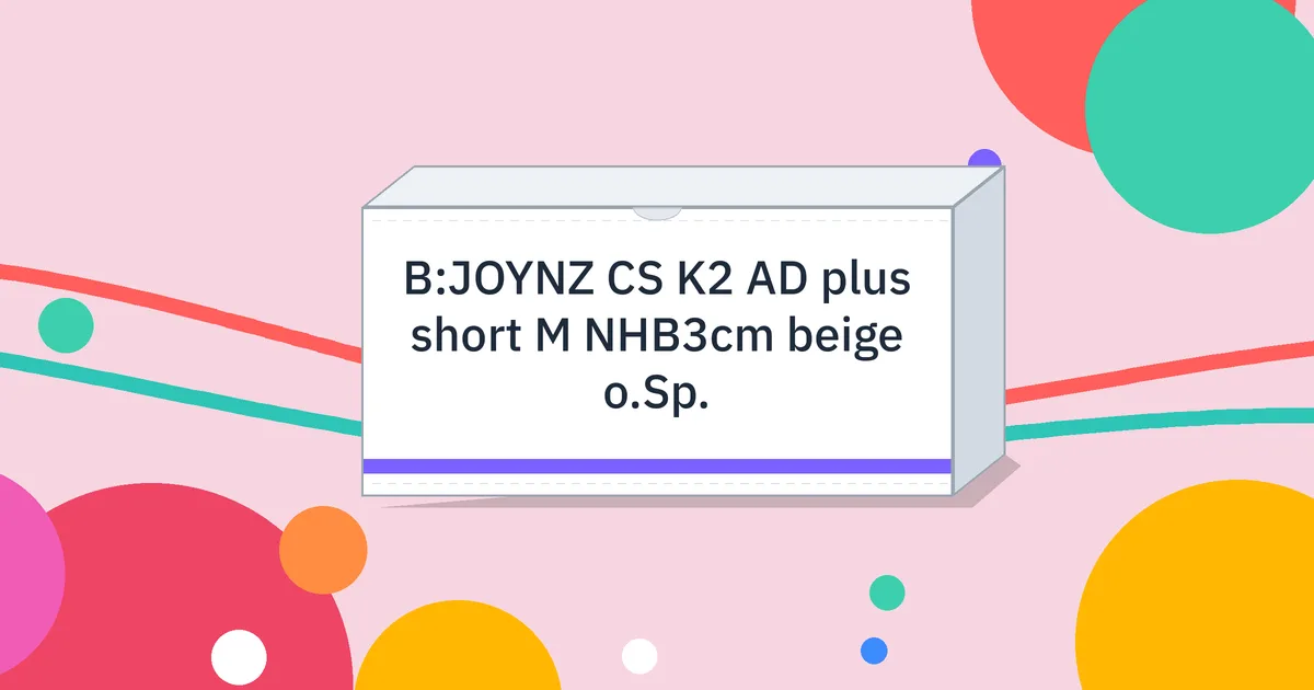 Symbolbild: Packung mit der Aufschrift B:JOYNZ CS K2 AD plus short M NHB3cm beige o.Sp. (PZN 20527293) – Verfügbarkeit und Bezug in Apotheken in Frankfurt am Main