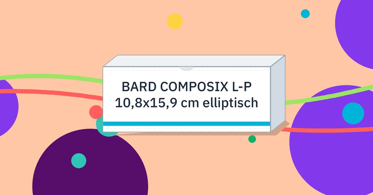 Symbolbild: Packung mit der Aufschrift BARD COMPOSIX L-P 10,8x15,9 cm elliptisch (PZN 02705578) – Verfügbarkeit und Bezug in Apotheken in Frankfurt am Main