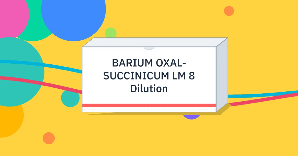 Symbolbild: Packung mit der Aufschrift BARIUM OXAL-SUCCINICUM LM 8 Dilution (PZN 13378355) – Verfügbarkeit und Bezug in Apotheken in Frankfurt am Main
