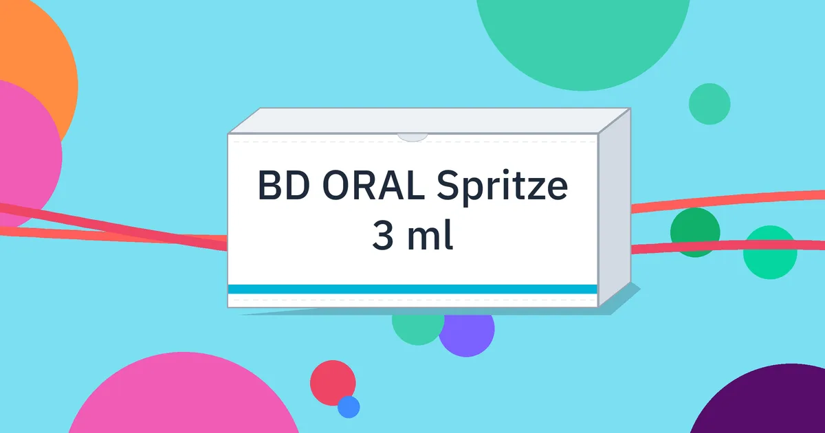Symbolbild: Packung mit der Aufschrift BD ORAL Spritze 3 ml (PZN 06728659) – Verfügbarkeit und Bezug in Apotheken in Frankfurt am Main