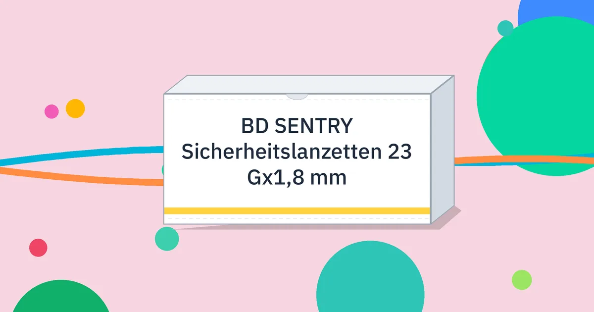 Symbolbild: Packung mit der Aufschrift BD SENTRY Sicherheitslanzetten 23 Gx1,8 mm (PZN 04948351) – Verfügbarkeit und Bezug in Apotheken in Frankfurt am Main