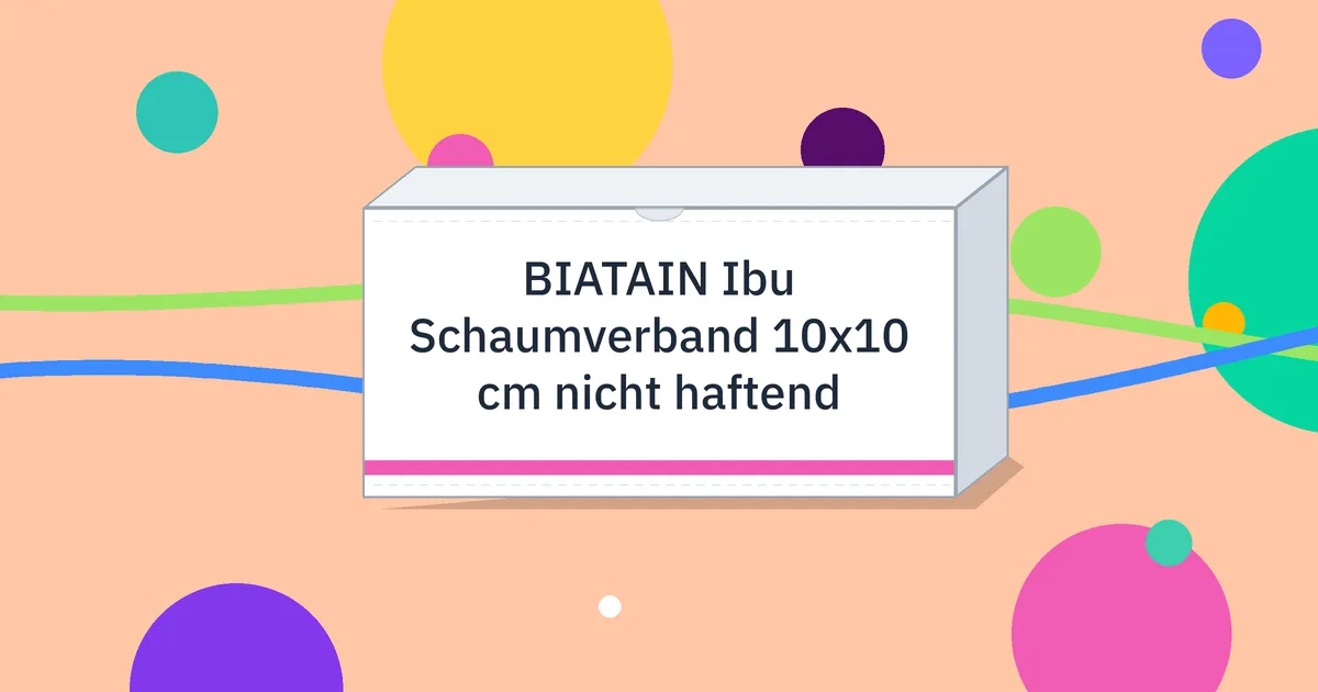 Symbolbild: Packung mit der Aufschrift BIATAIN Ibu Schaumverband 10x10 cm nicht haftend (PZN 12425957) – Verfügbarkeit und Bezug in Apotheken in Frankfurt am Main