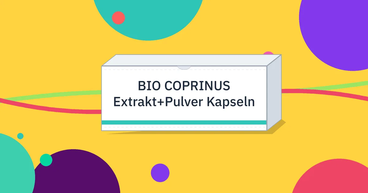 Symbolbild: Packung mit der Aufschrift BIO COPRINUS Extrakt+Pulver Kapseln (PZN 17566378) – Verfügbarkeit und Bezug in Apotheken in Frankfurt am Main