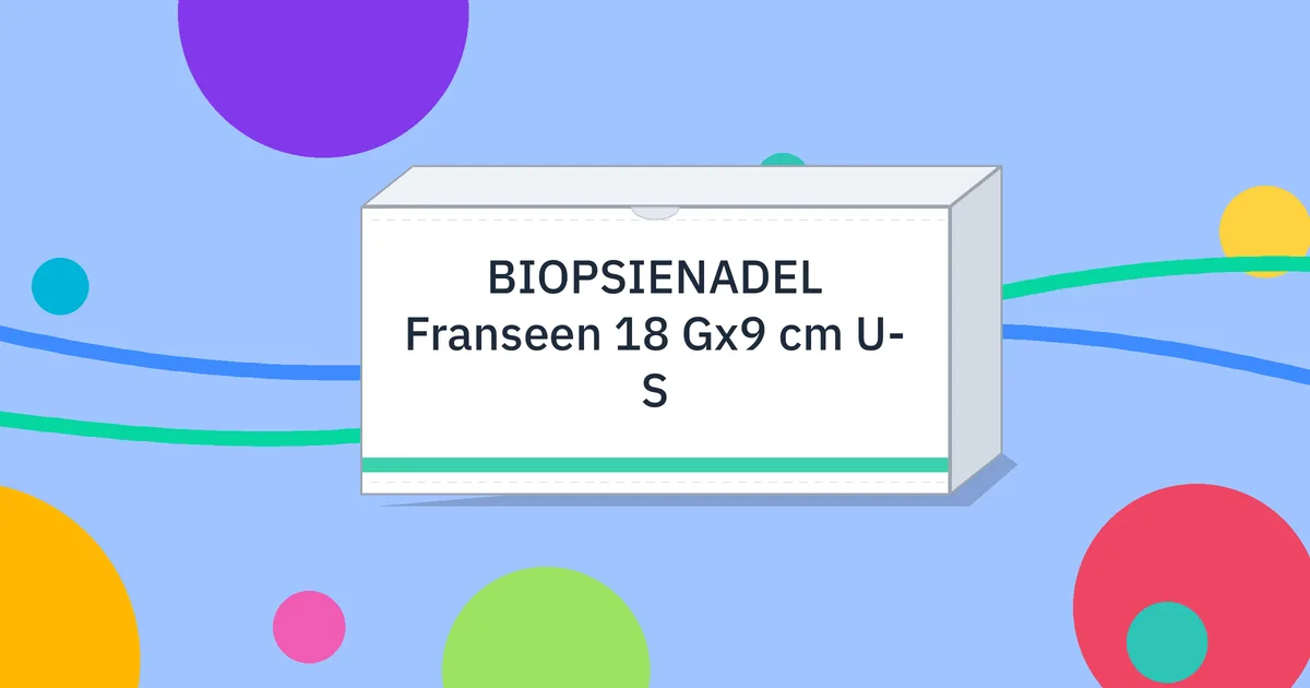 Symbolbild: Packung mit der Aufschrift BIOPSIENADEL Franseen 18 Gx9 cm U-S (PZN 06771299) – Verfügbarkeit und Bezug in Apotheken in Frankfurt am Main