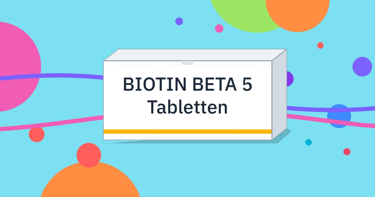 Symbolbild: Packung mit der Aufschrift BIOTIN BETA 5 Tabletten (PZN 14278466) – Verfügbarkeit und Bezug in Apotheken in Frankfurt am Main