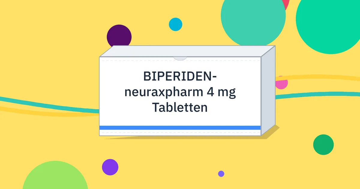 Symbolbild: Packung mit der Aufschrift BIPERIDEN-neuraxpharm 4 mg Tabletten (PZN 06616765) – Verfügbarkeit und Bezug in Apotheken in Frankfurt am Main
