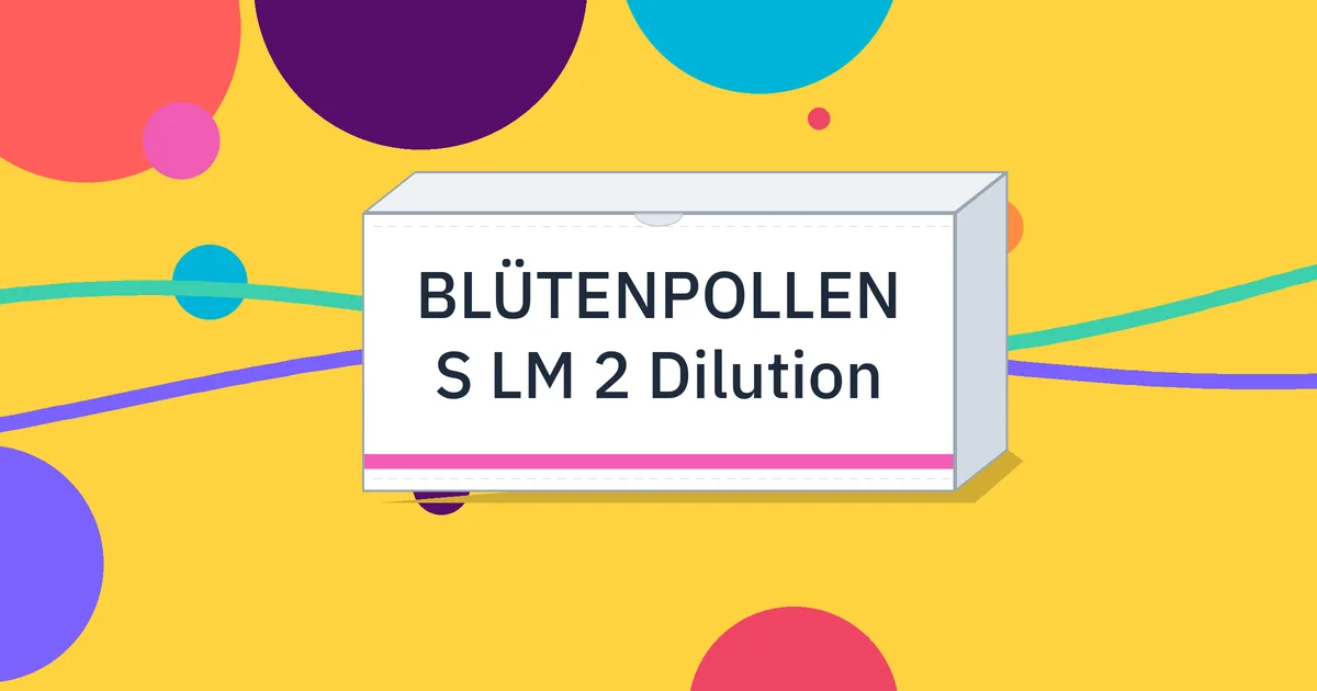 Symbolbild: Packung mit der Aufschrift BLÜTENPOLLEN S LM 2 Dilution (PZN 12795080) – Verfügbarkeit und Bezug in Apotheken in Frankfurt am Main