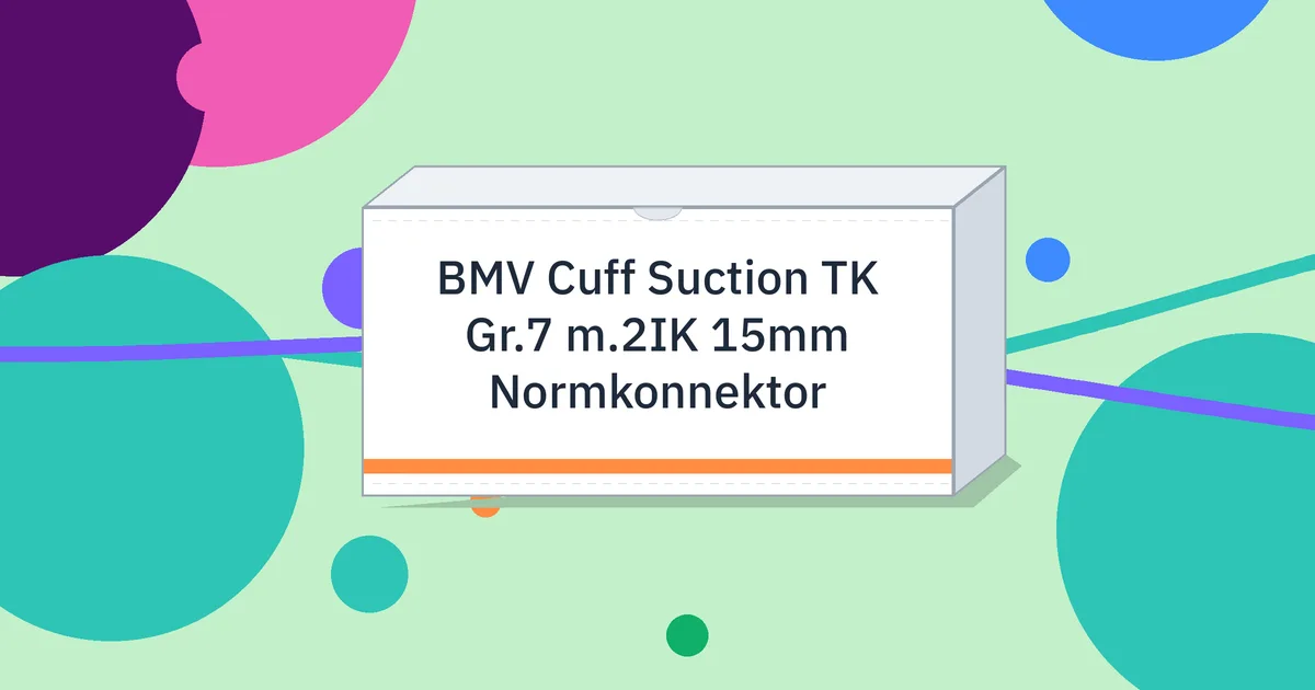 Symbolbild: Packung mit der Aufschrift BMV Cuff Suction TK Gr.7 m.2IK 15mm Normkonnektor (PZN 18383496) – Verfügbarkeit und Bezug in Apotheken in Frankfurt am Main