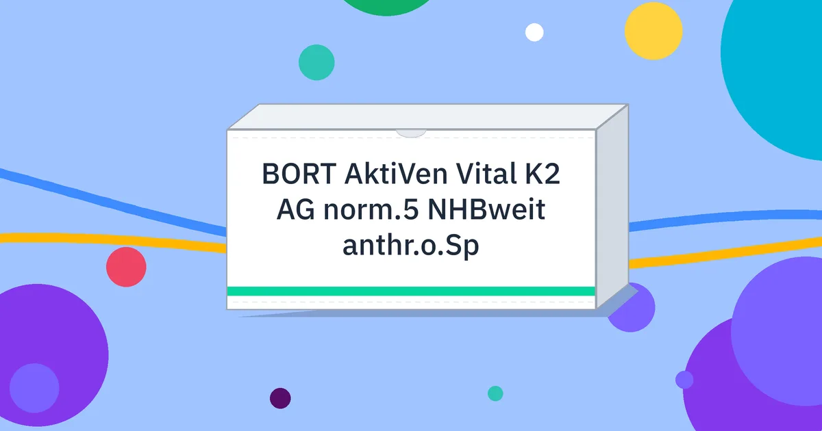 Symbolbild: Packung mit der Aufschrift BORT AktiVen Vital K2 AG norm.5 NHBweit anthr.o.Sp (PZN 13734330) – Verfügbarkeit und Bezug in Apotheken in Frankfurt am Main