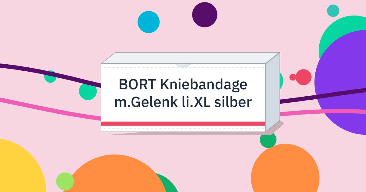 Symbolbild: Packung mit der Aufschrift BORT Kniebandage m.Gelenk li.XL silber (PZN 11055263) – Verfügbarkeit und Bezug in Apotheken in Frankfurt am Main