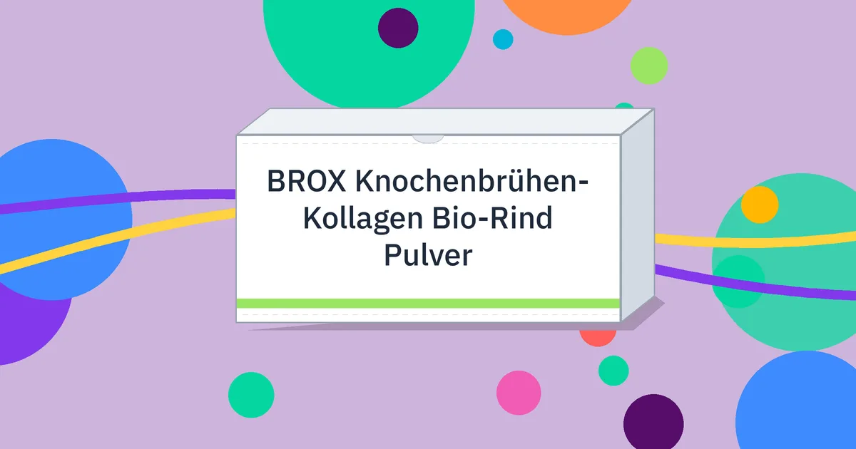 Symbolbild: Packung mit der Aufschrift BROX Knochenbrühen-Kollagen Bio-Rind Pulver (PZN 14238917) – Verfügbarkeit und Bezug in Apotheken in Frankfurt am Main