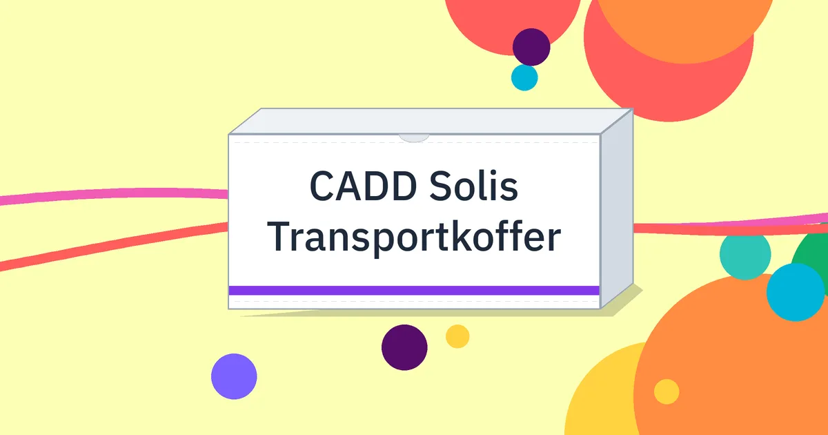 Symbolbild: Packung mit der Aufschrift CADD Solis Transportkoffer (PZN 14437203) – Verfügbarkeit und Bezug in Apotheken in Frankfurt am Main