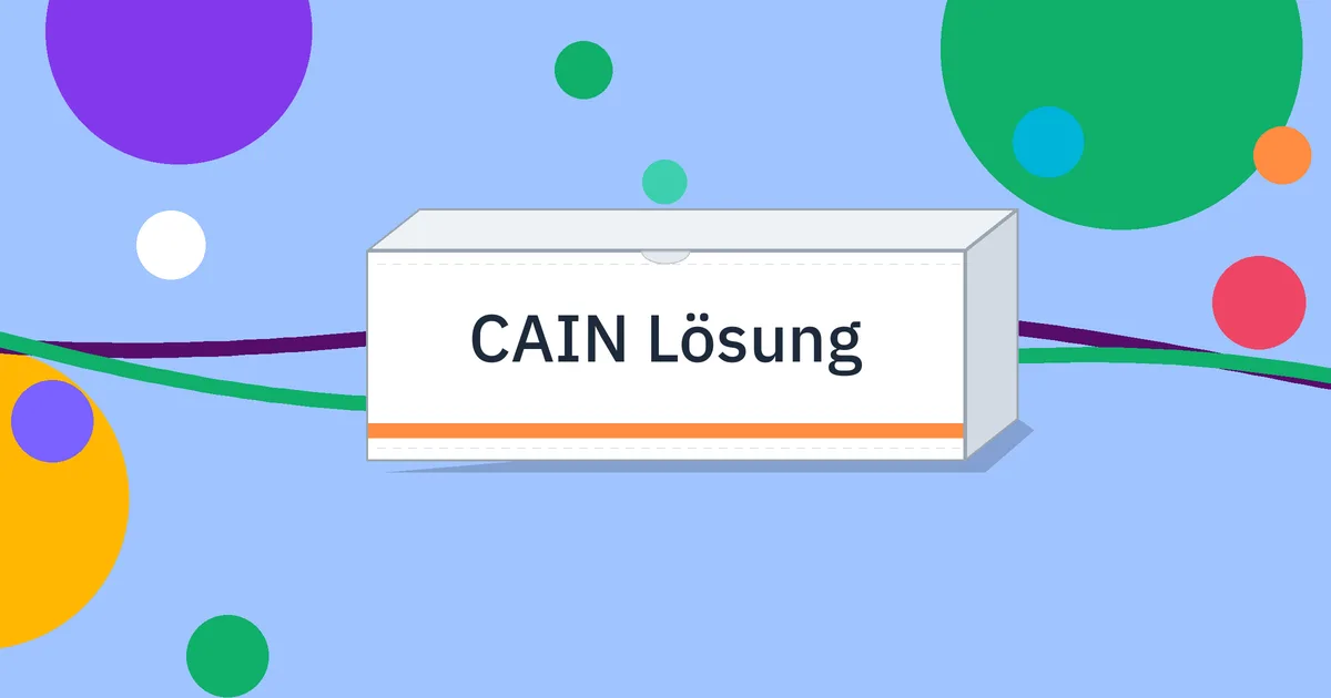 Symbolbild: Packung mit der Aufschrift CAIN Lösung (PZN 04891272) – Verfügbarkeit und Bezug in Apotheken in Frankfurt am Main