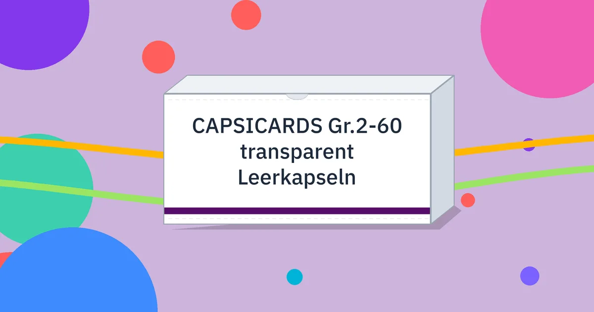 Symbolbild: Packung mit der Aufschrift CAPSICARDS Gr.2-60 transparent Leerkapseln (PZN 11000032) – Verfügbarkeit und Bezug in Apotheken in Frankfurt am Main