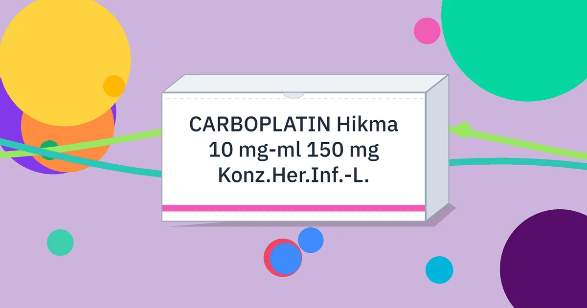 Symbolbild: Packung mit der Aufschrift CARBOPLATIN Hikma 10 mg-ml 150 mg Konz.Her.Inf.-L. (PZN 17561613) – Verfügbarkeit und Bezug in Apotheken in Frankfurt am Main
